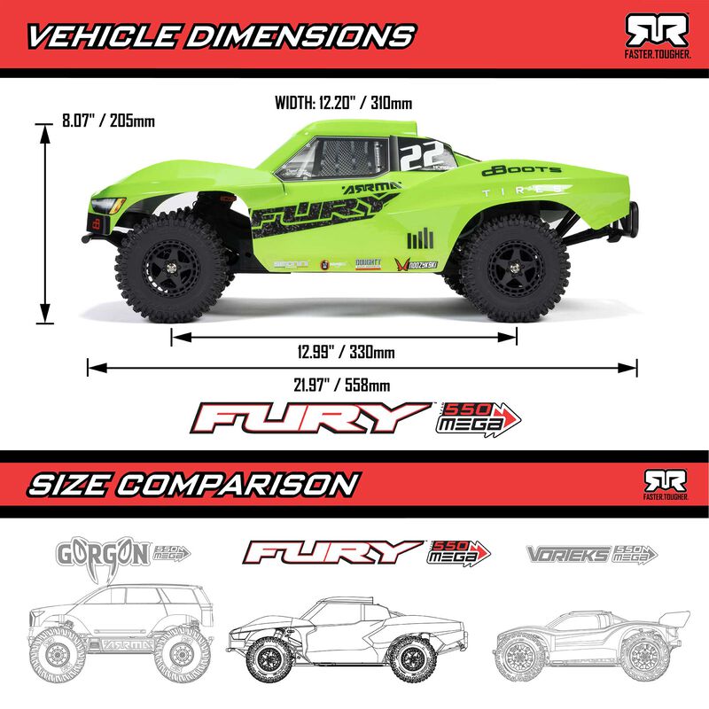 ARRMA Fury Mega 550 1/10 2WD RTR Short Course Truck – Hobby City NZ
